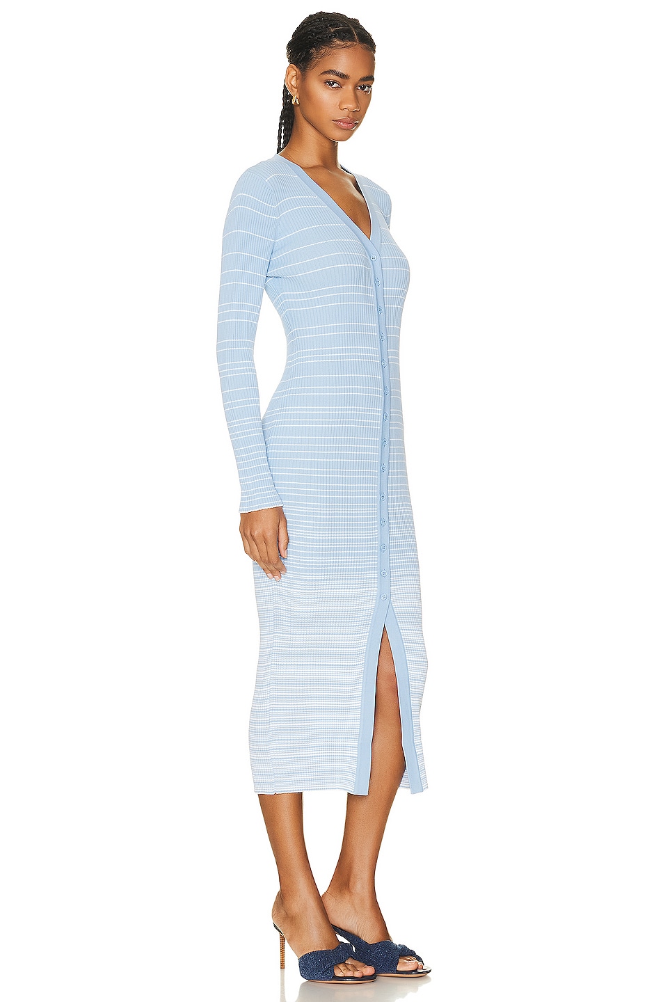 Staud Shoko Sweater Dress in French Blue & White | FWRD