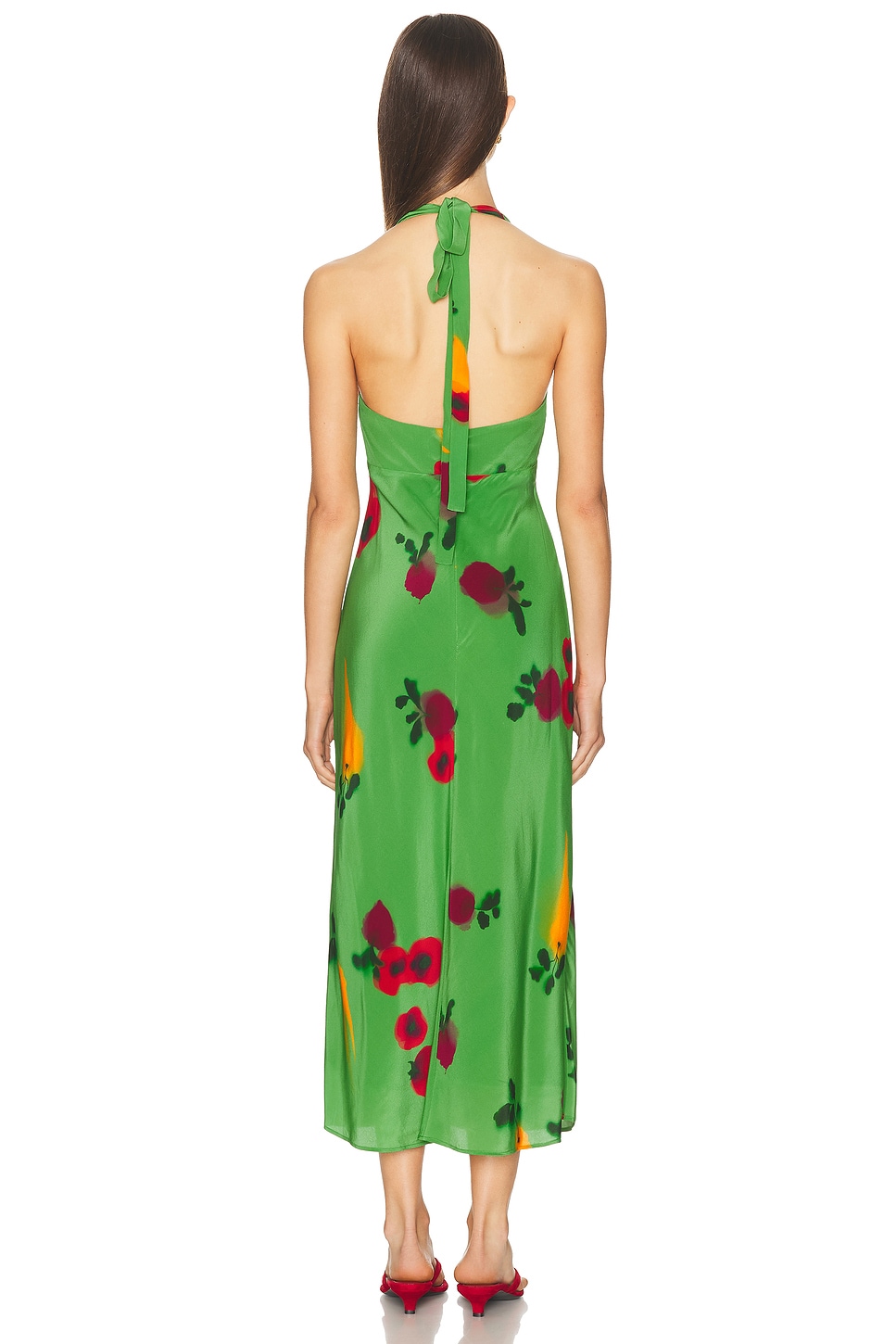 Staud Lucca Silk Dress in Farmers Market Leaf | FWRD