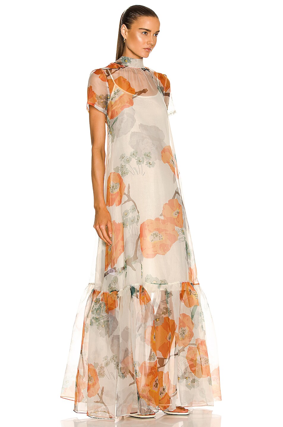 Staud Calluna Dress in California Poppy Ivory | FWRD