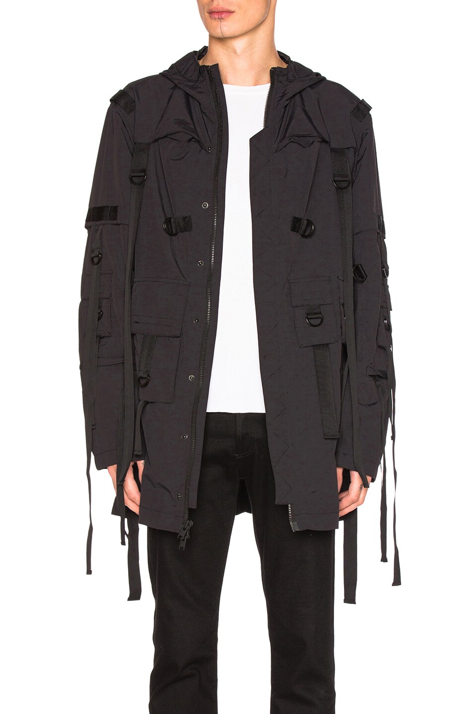 Stampd Flex Strapped Trench in Black | FWRD