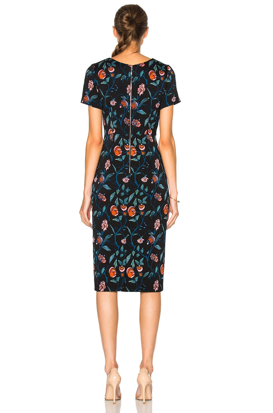 SUNO Cut Out Dress in Floral Black | FWRD