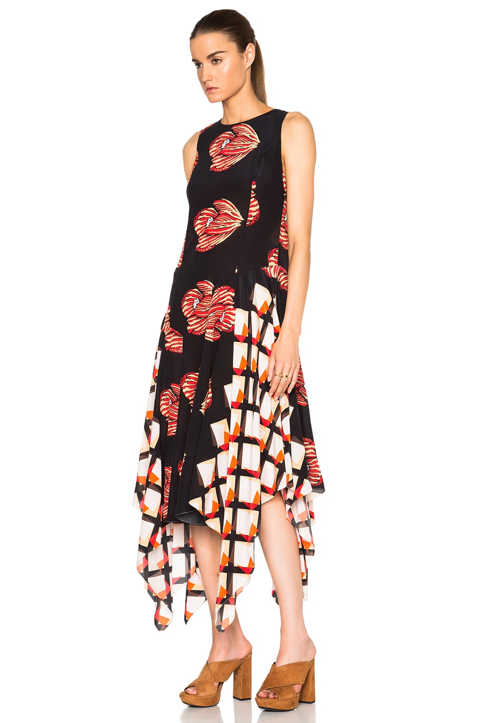 SUNO FWRD Exclusive Long Asymmetrical Dress in Black | FWRD