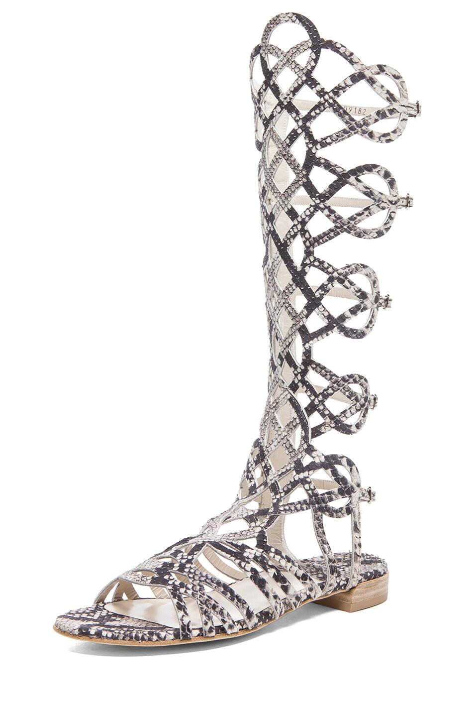 Stuart Weitzman Aphrodite Embossed Leather Sandals in Natural Snake | FWRD