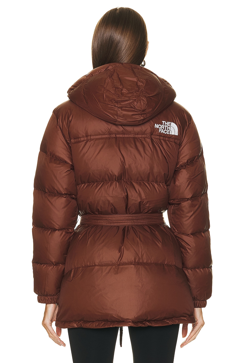 The North Face Nuptse Belted Mid Jacket in Dark Oak | FWRD