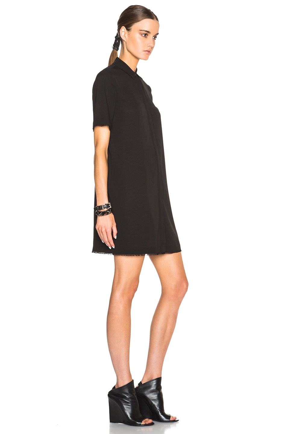 Alexander Wang Silk Georgette Shirt Dress in Black | FWRD
