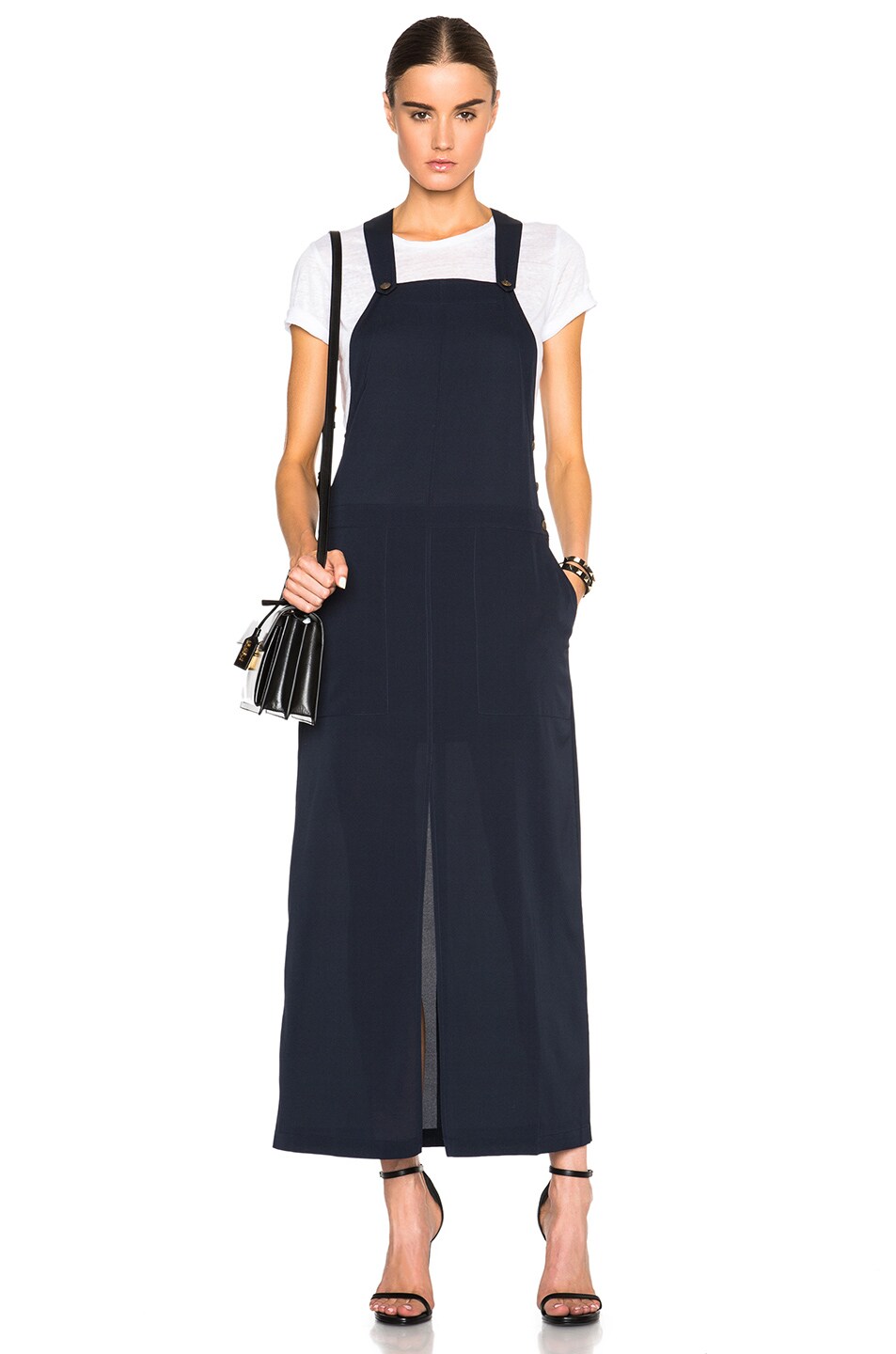 Alexander Wang Silk Stretch Georgette Overall Dress in Midnight | FWRD