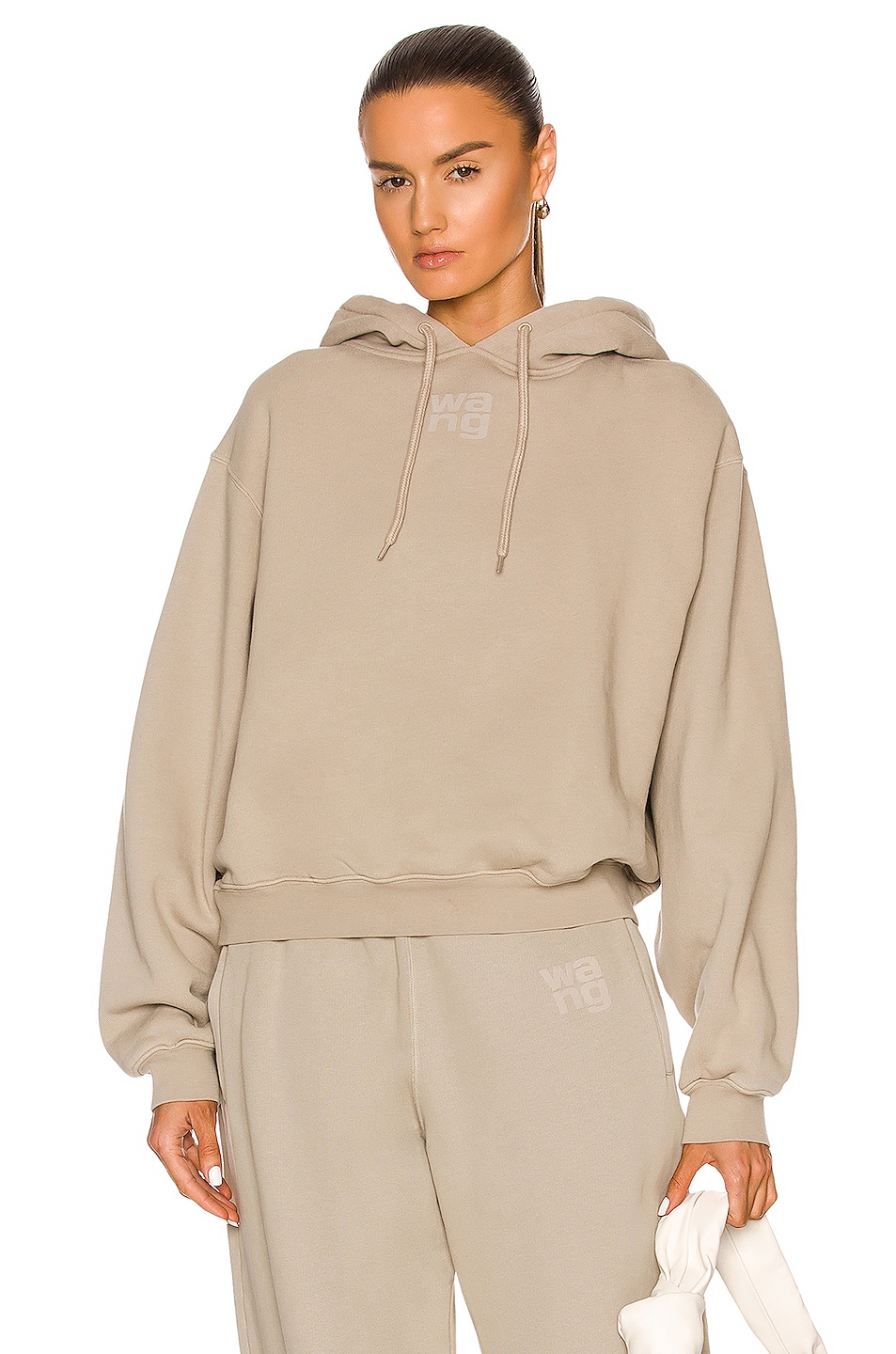 Alexander Wang Paint Logo Terry Hoodie in Clay | FWRD