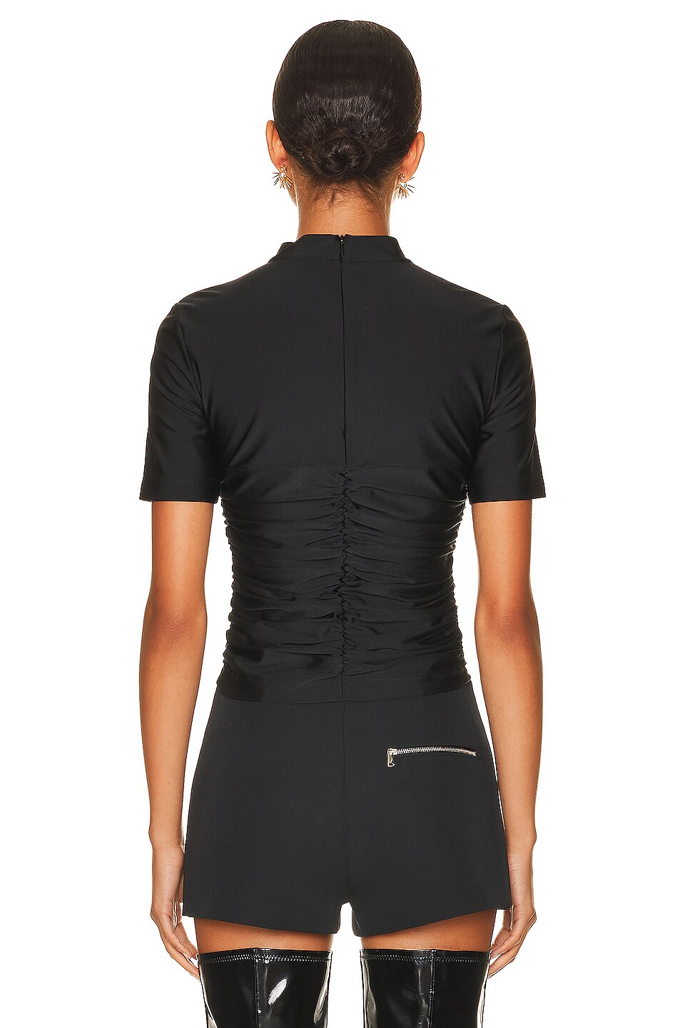 Alexander Wang Ruched Mock Neck Top in Black | FWRD