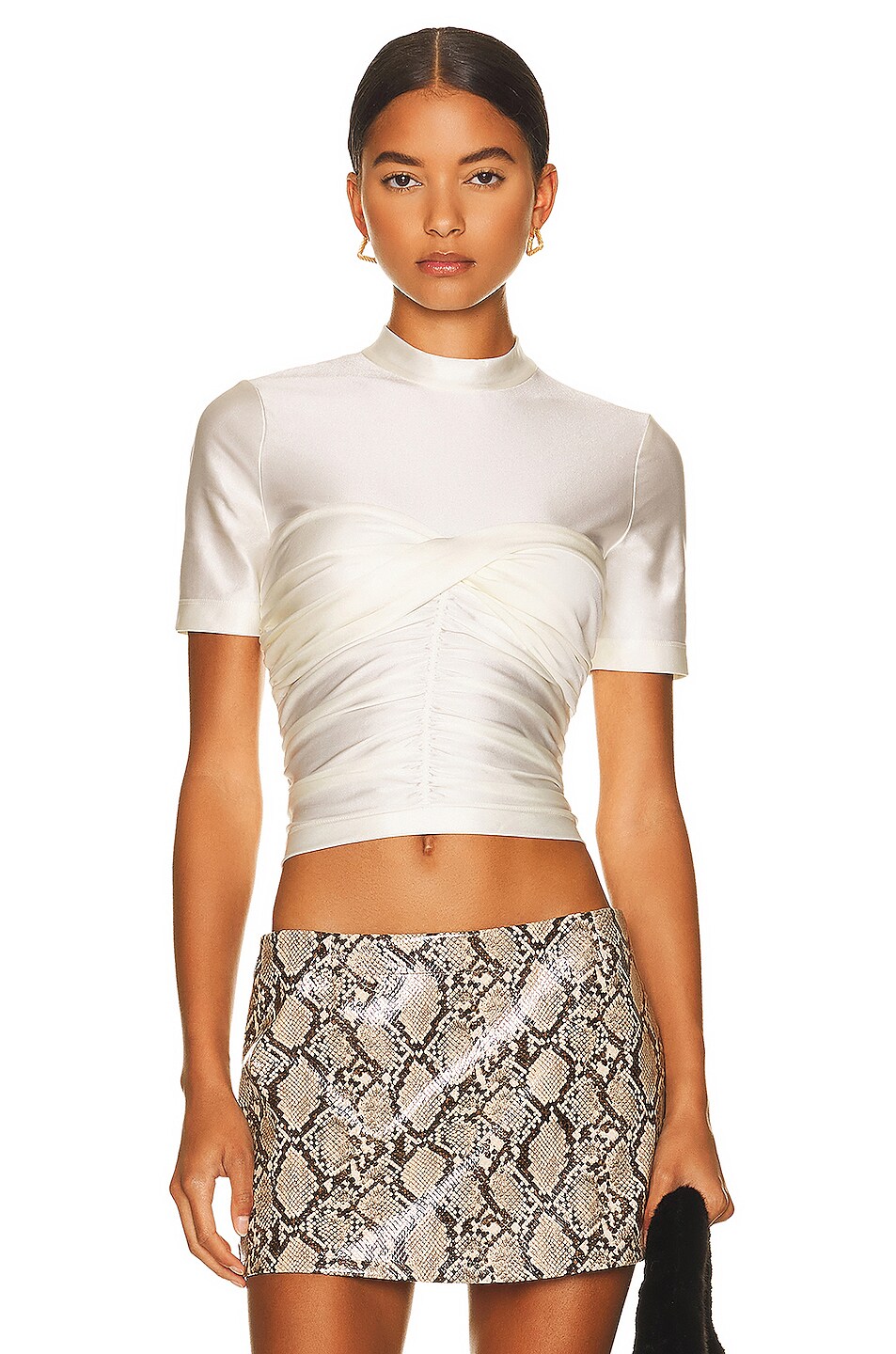 Alexander Wang Ruched Mock Neck Top in Vintage White | FWRD