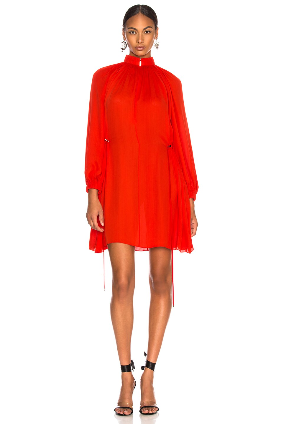 Tibi Viscose GGT Short Drawstring Hem Dress in Red | FWRD