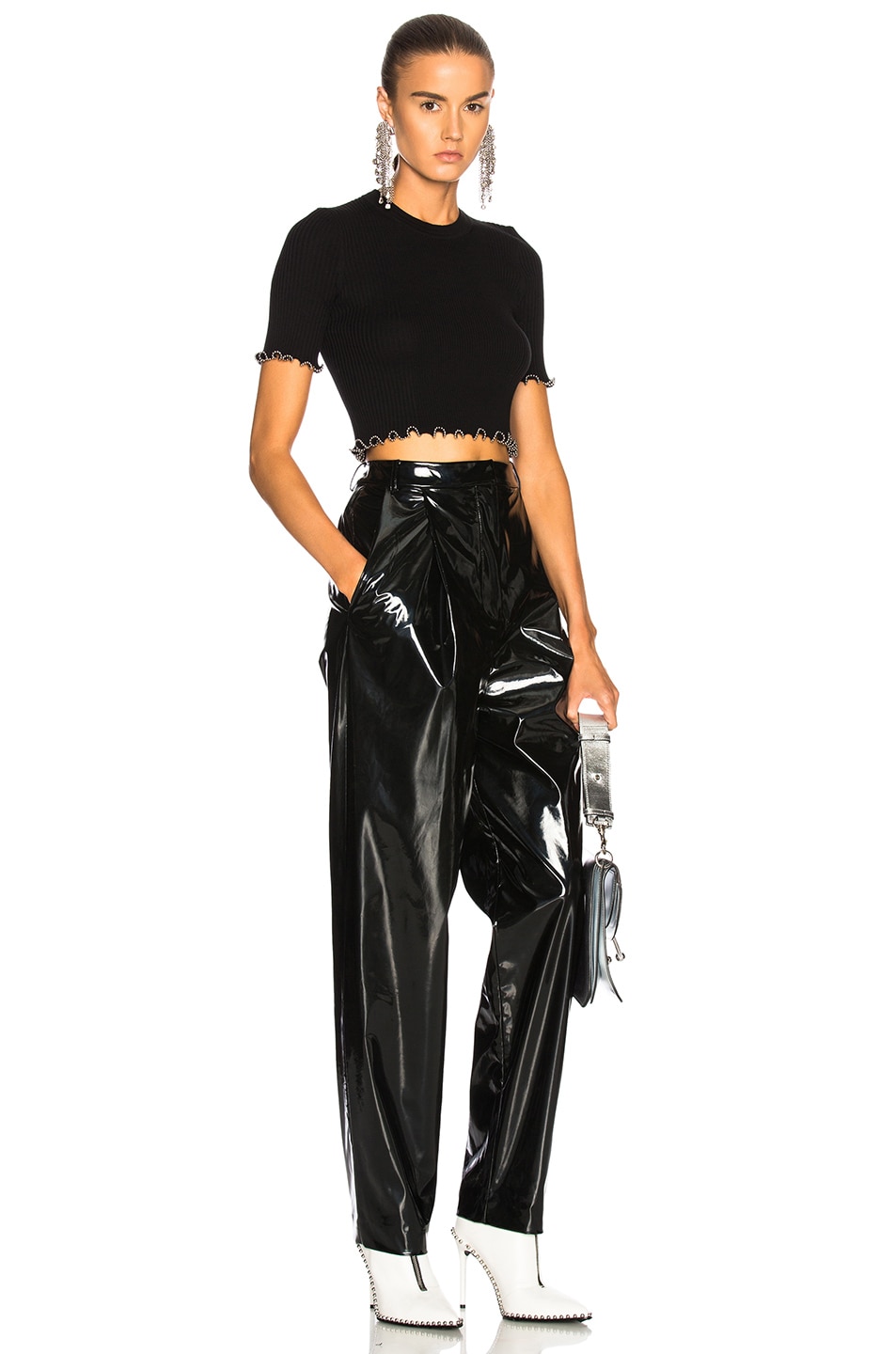 Tibi Patent Sculpted Pant in Black | FWRD