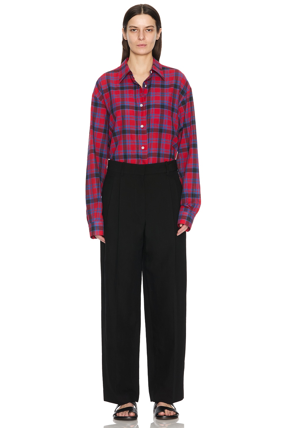 The Row Nesson Shirt in Red & Blue | FWRD