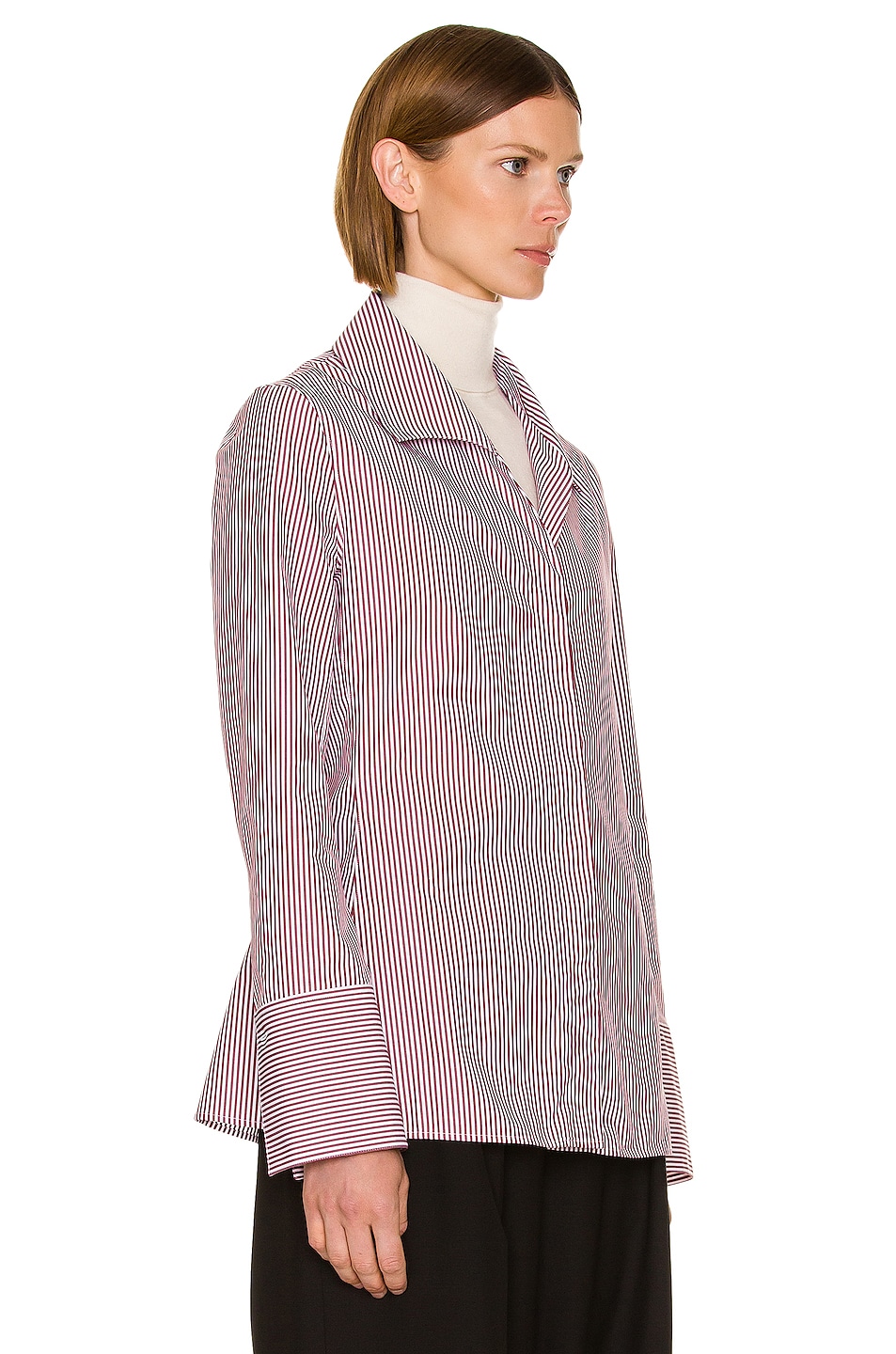 The Row Peg Shirt in White & Burgundy | FWRD