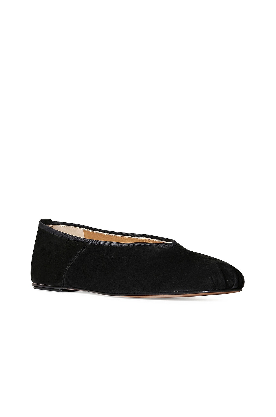 The Row Suede Ballet Flats in Black | FWRD