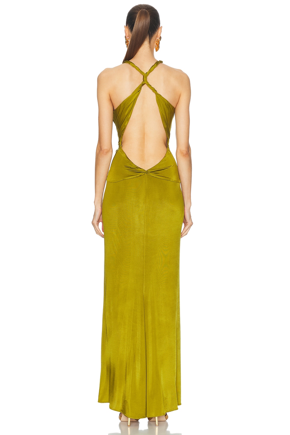 TOM FORD V Neck Evening Dress in Vivid Chartreuse | FWRD