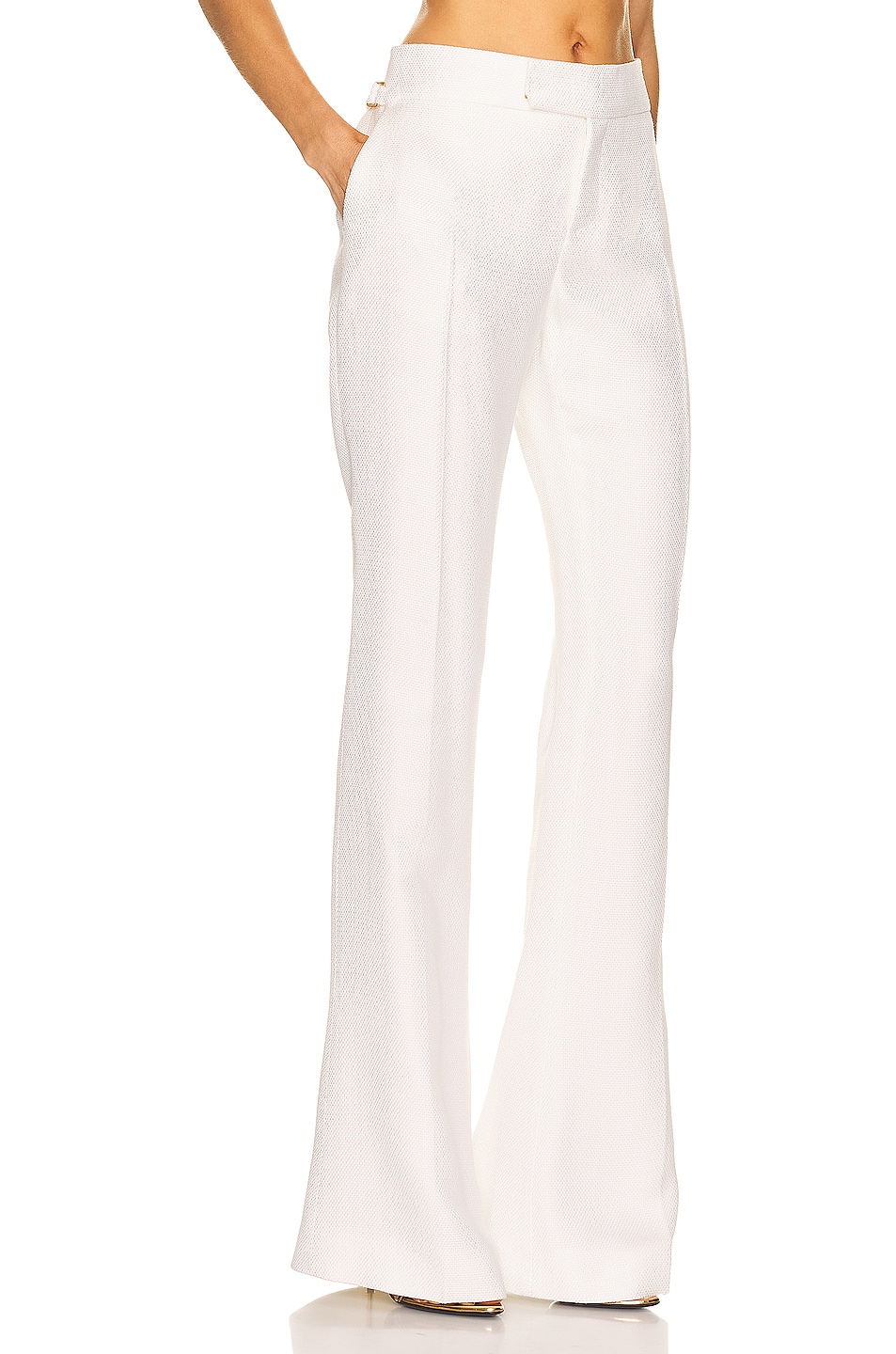 TOM FORD Hopsack Tailored Flare Pant in Chalk | FWRD