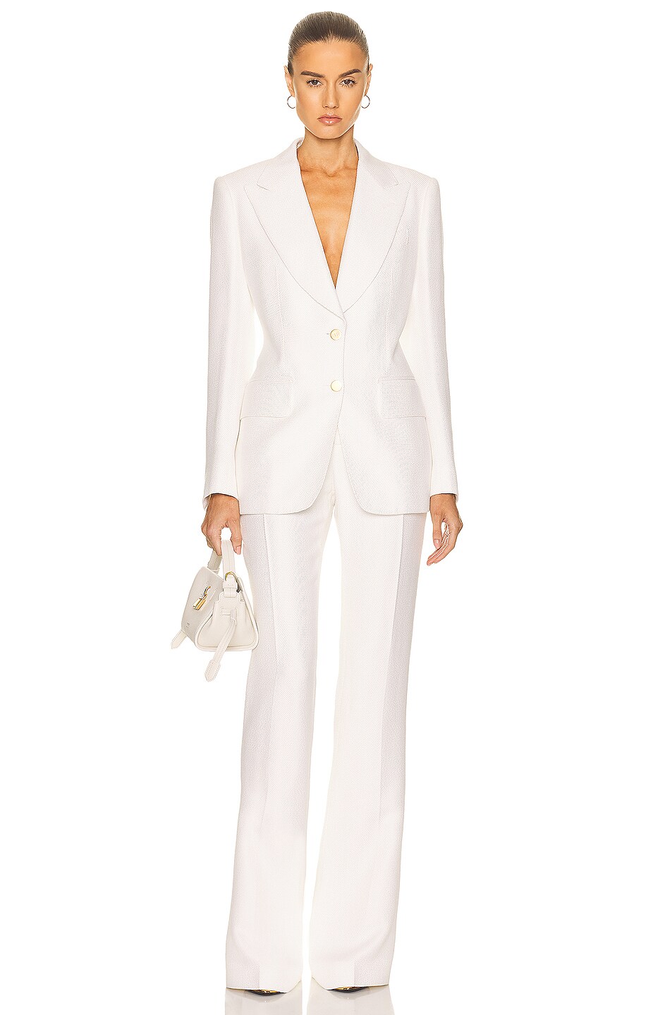 TOM FORD Hopsack Tailored Flare Pant in Chalk | FWRD