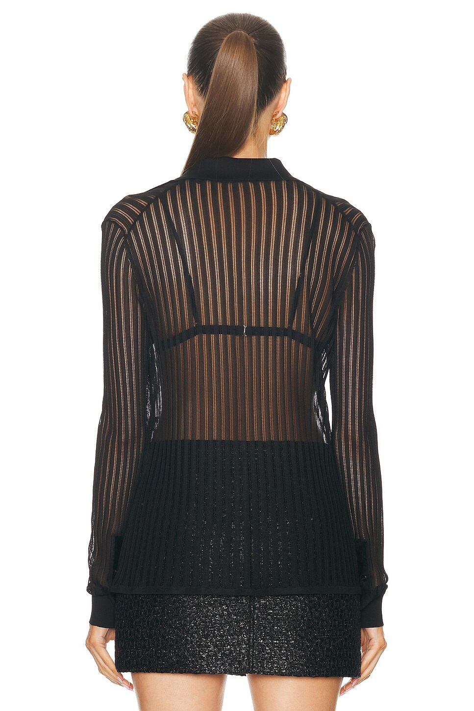 TOM FORD Perforated Rib Shirt in Black | FWRD