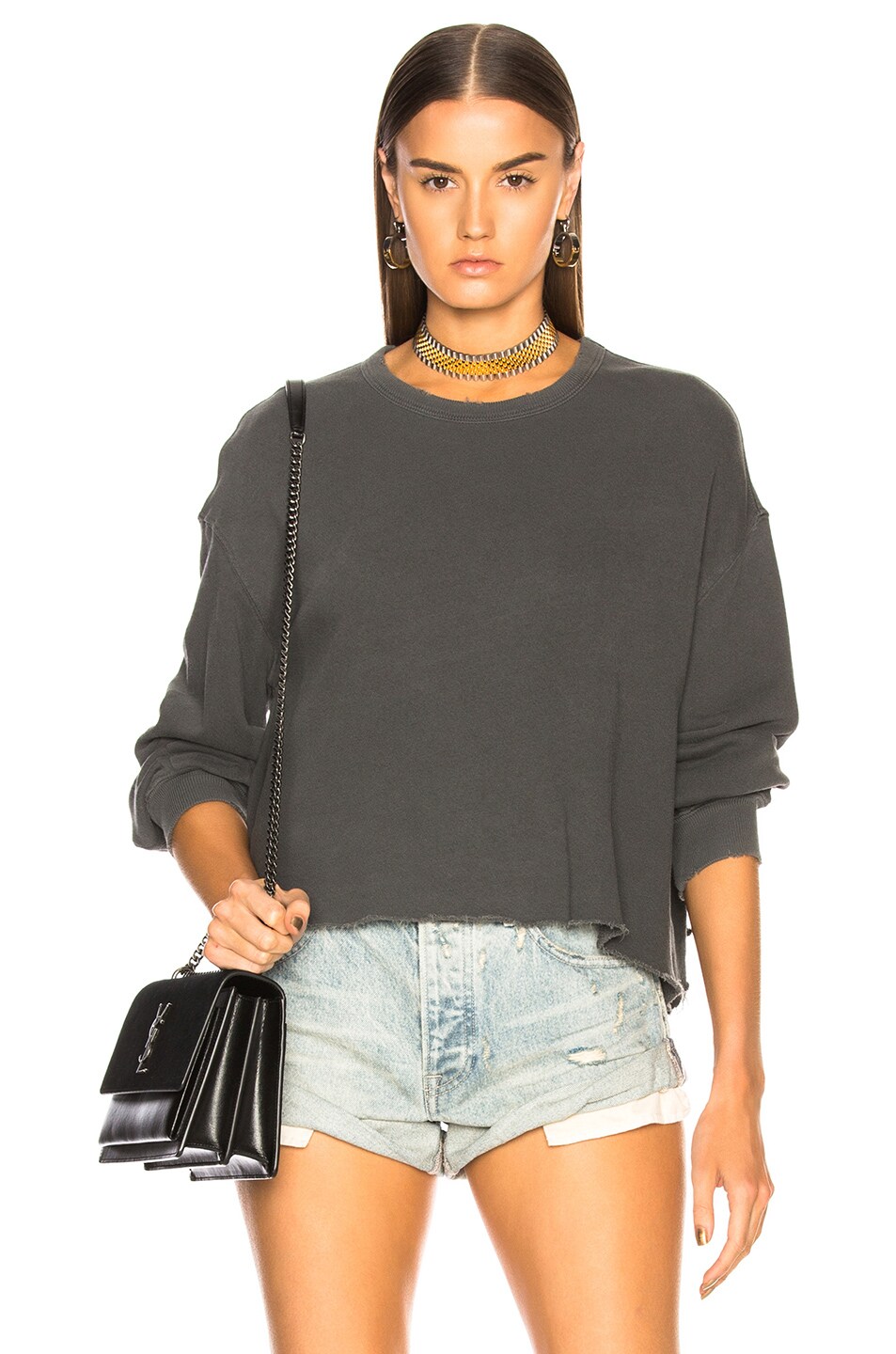 The Great Cut Off Sweatshirt in Washed Black | FWRD