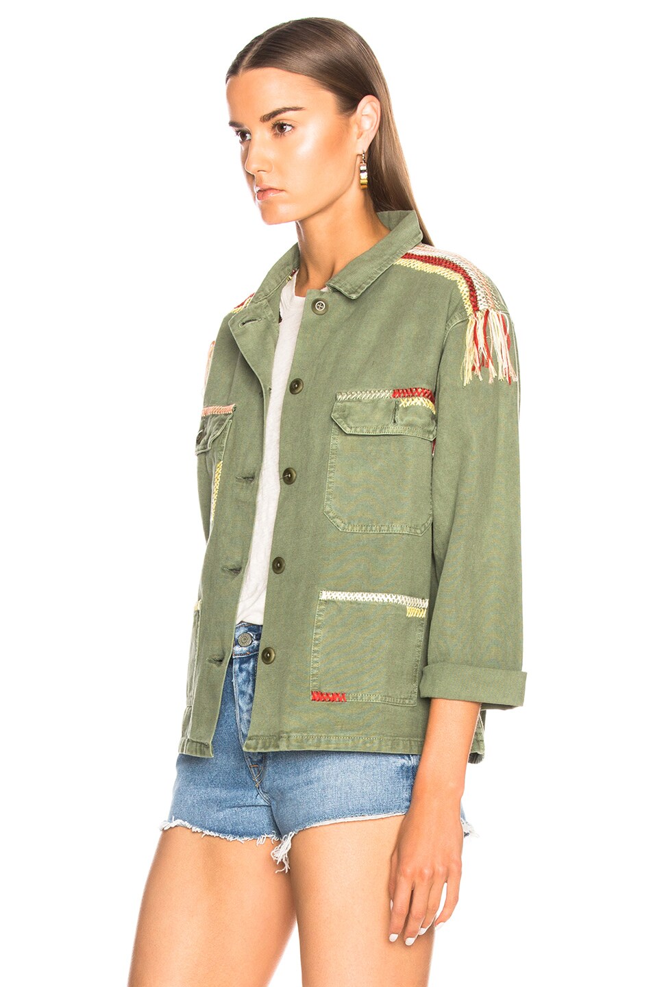 The Great Sergeant Embroidered Jacket in Worn Army | FWRD