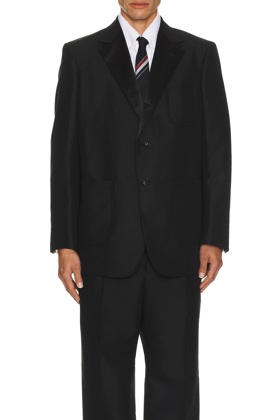 Thom Browne Unstructured Soft Shoulder Patch Blazer in Black | FWRD