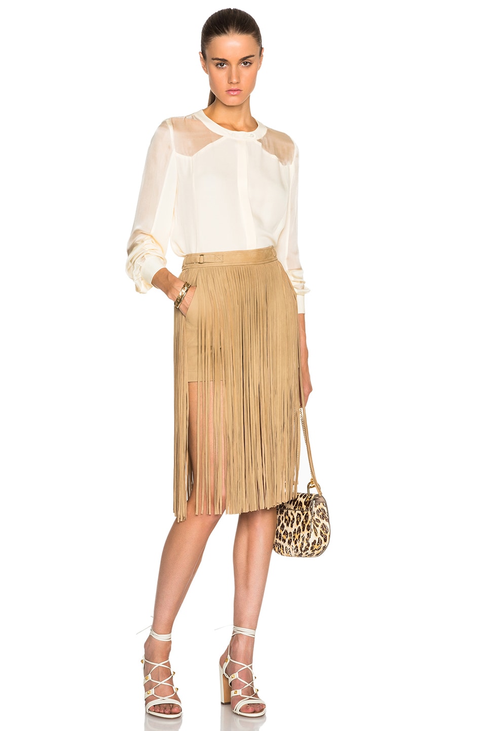 Tamara Mellon Silk Georgette Neo Western Shirt in Blonde | FWRD