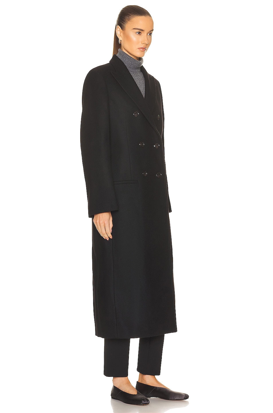 Toteme Tailored Overcoat in Black | FWRD