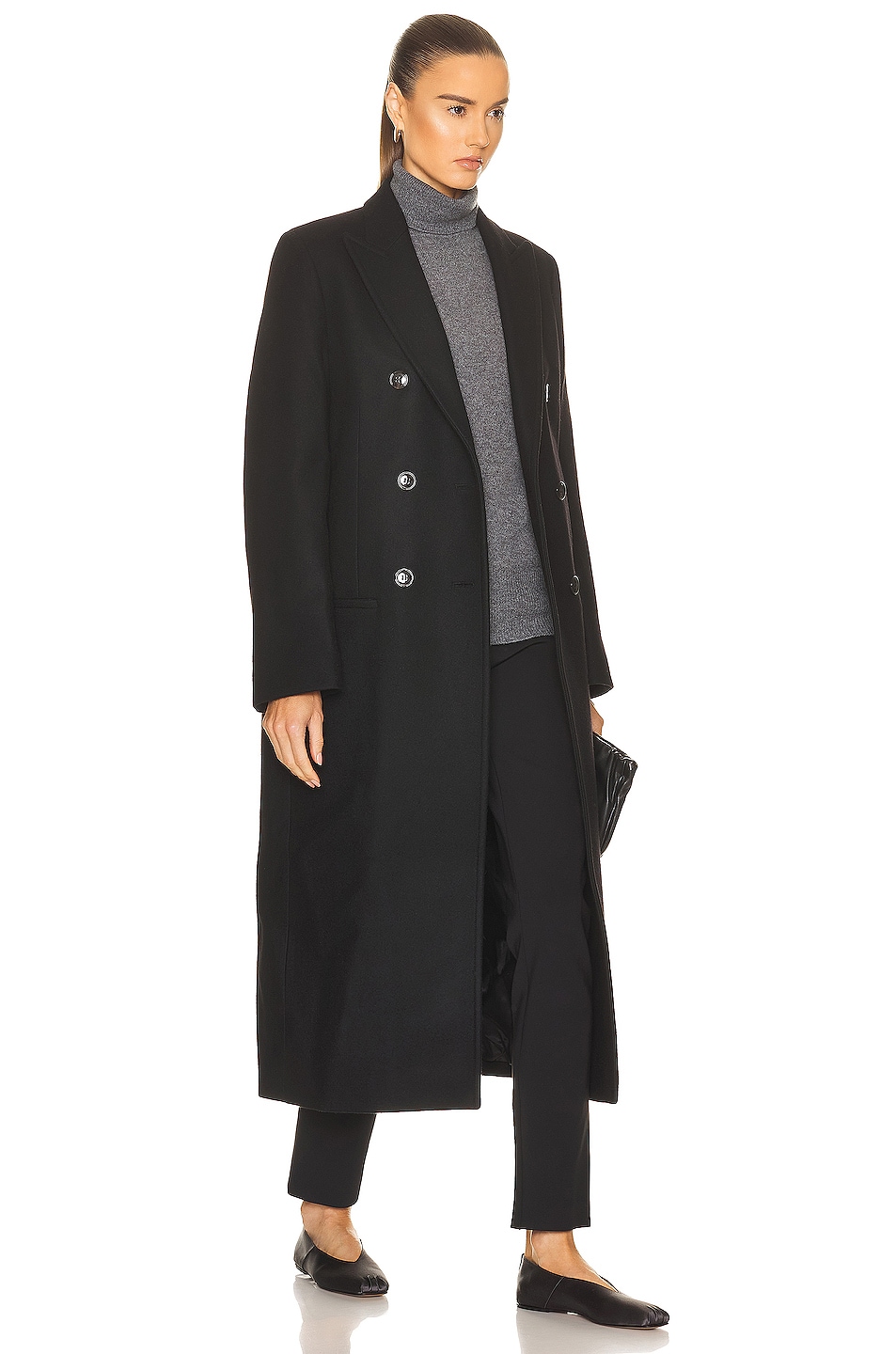 Toteme Tailored Overcoat in Black | FWRD