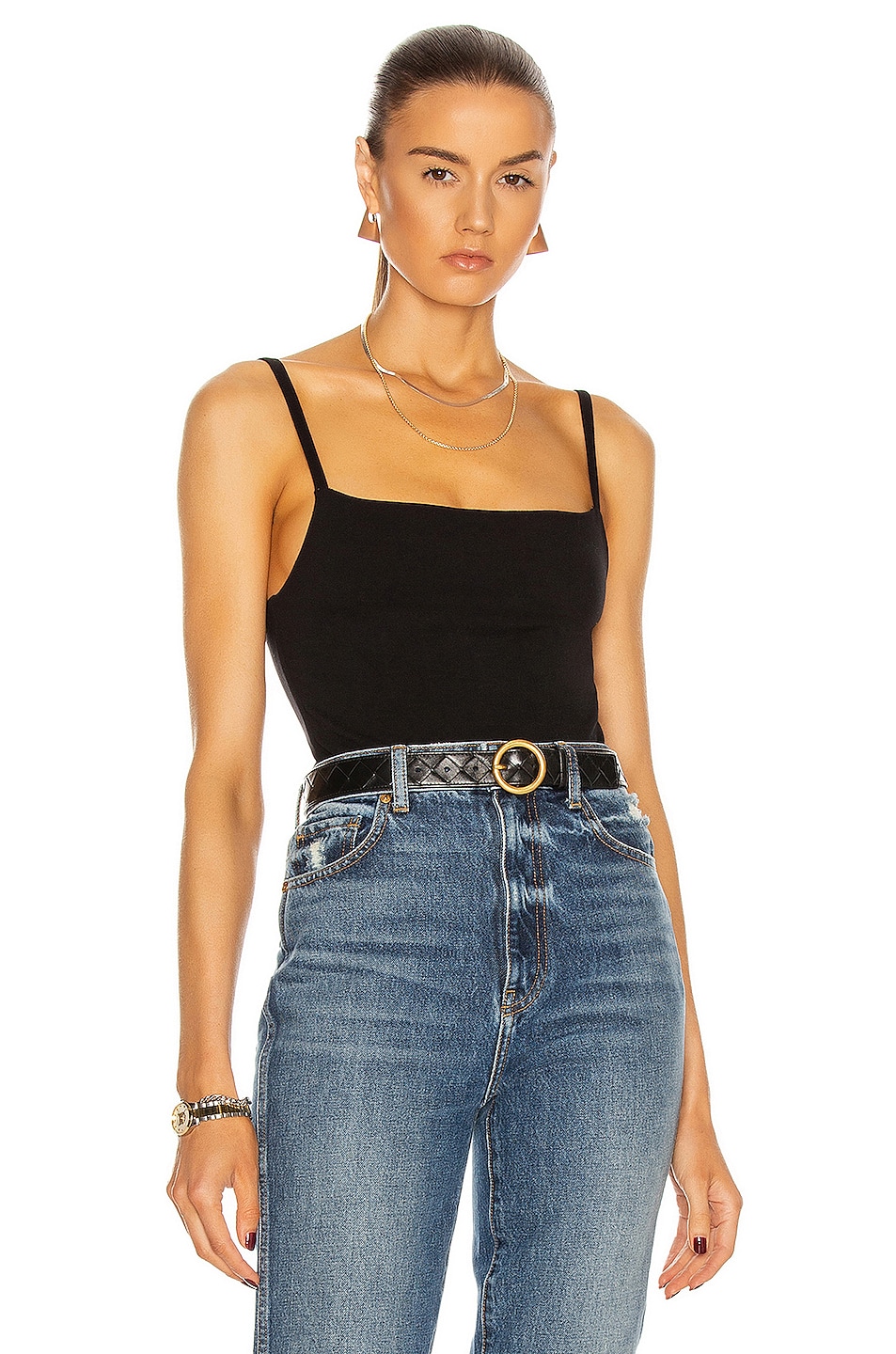 Toteme Slim Strap Bodysuit in Black | FWRD