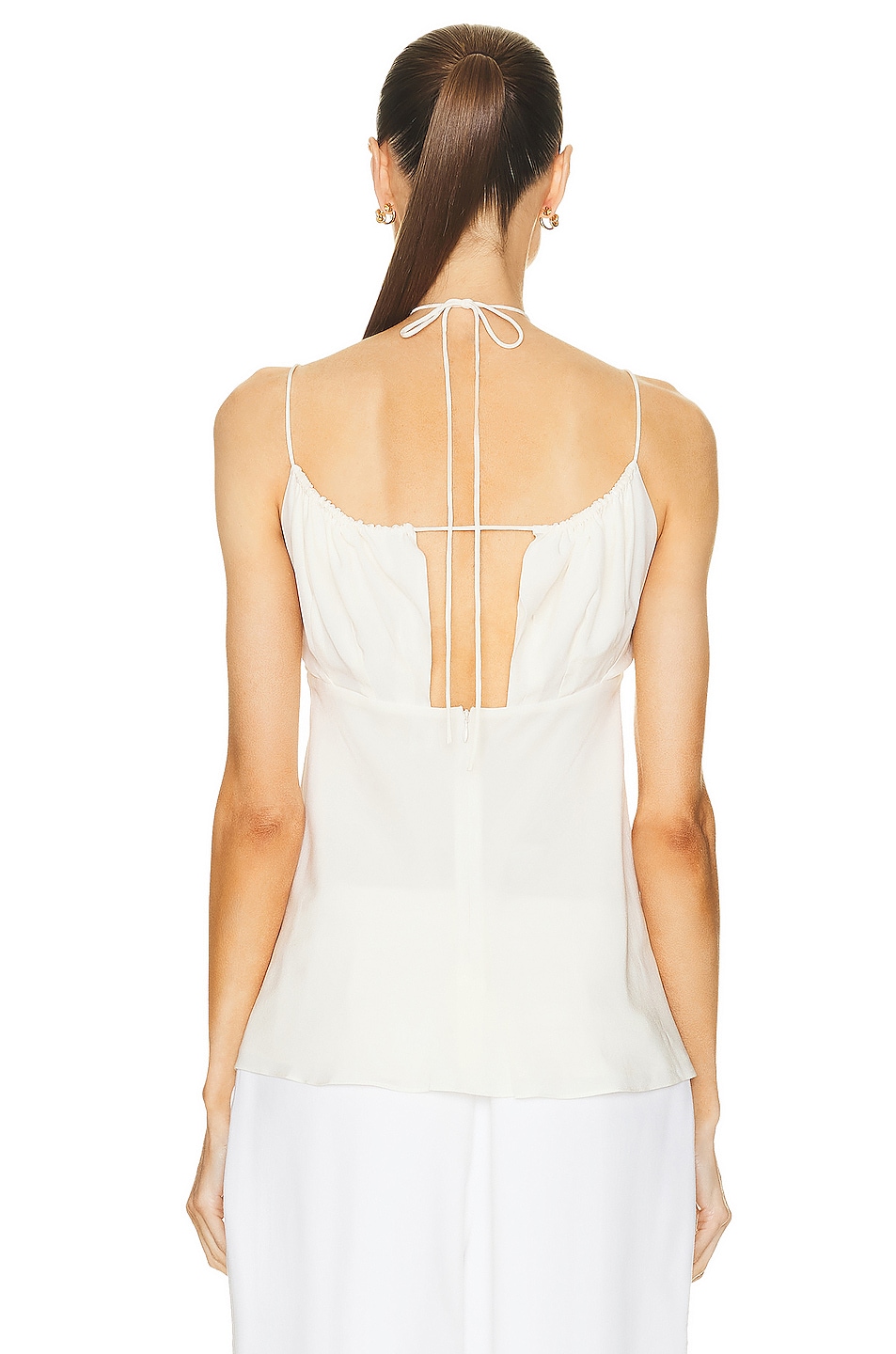 Toteme Gathered Halterneck Top in Off White | FWRD