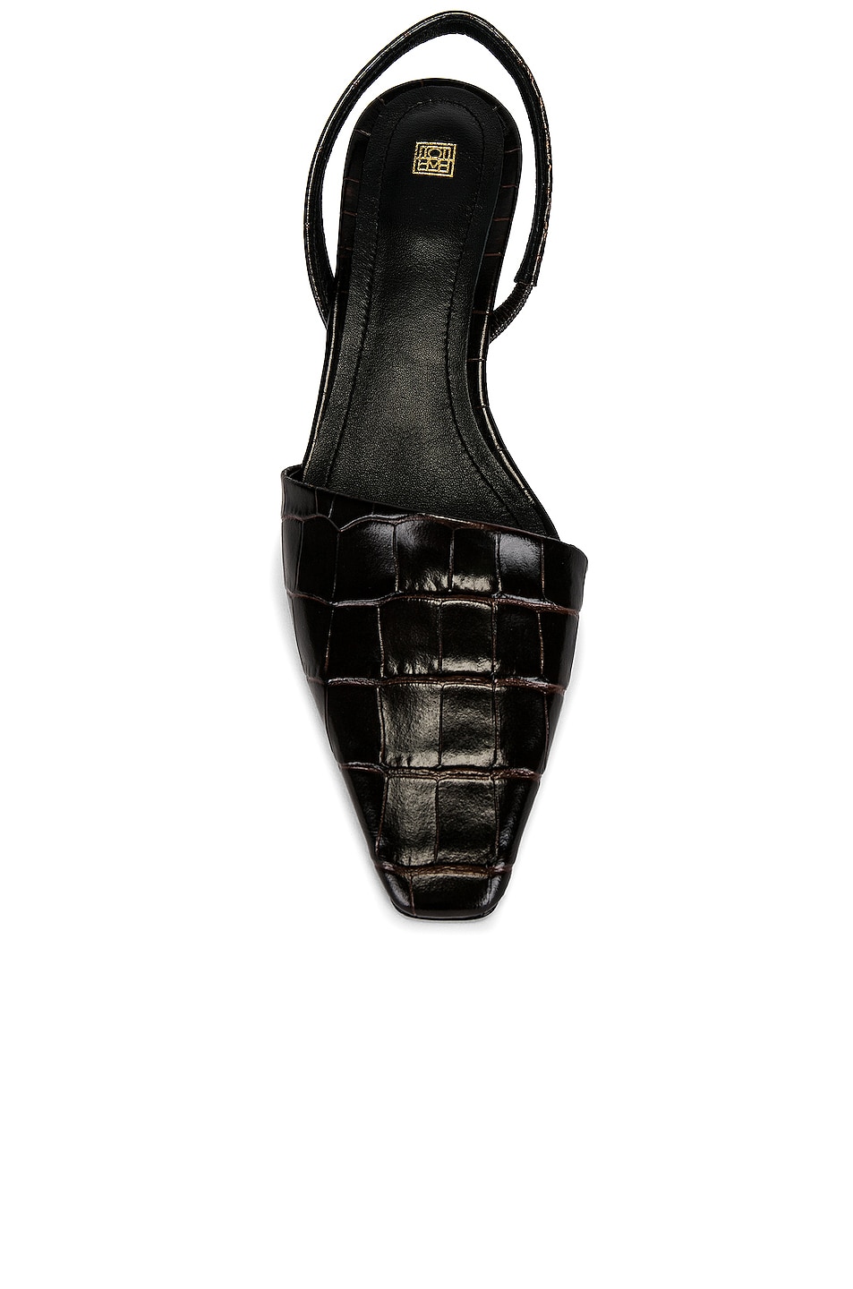 Toteme The Slingback Mule Heel in Dark Brown Croco | FWRD