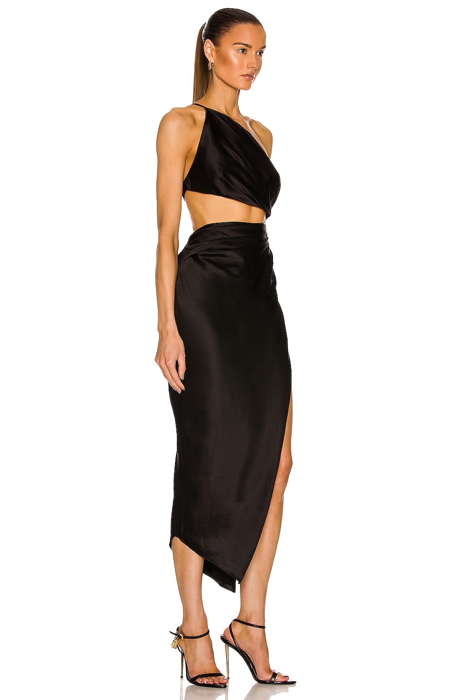The Sei One Shoulder Cut Out Dress in Black | FWRD