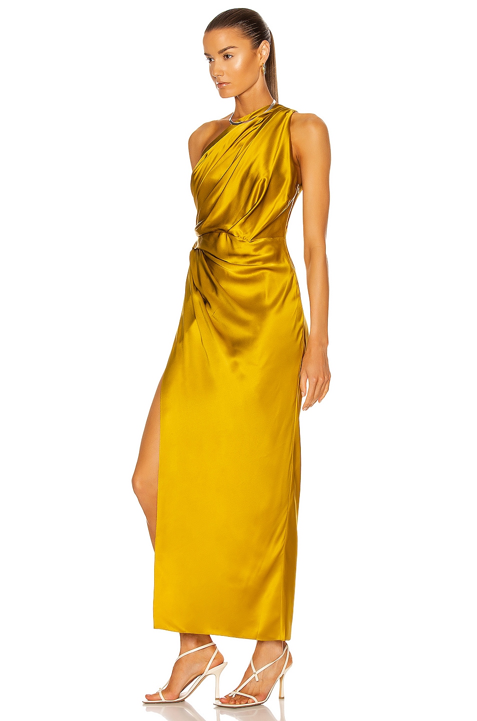 The Sei Asymmetric Draped Dress in Cider | FWRD
