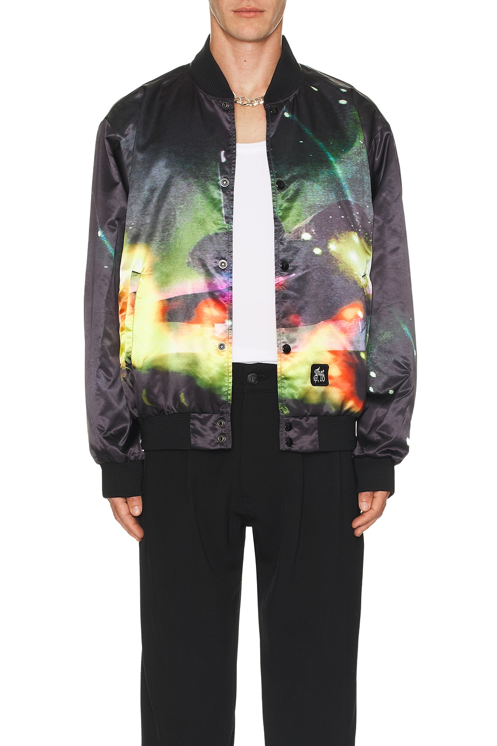 thisisneverthat Flame Satin Jacket in Black | FWRD