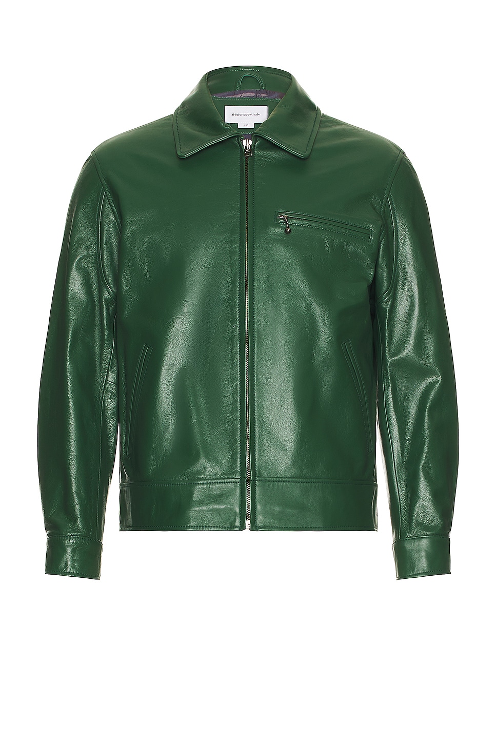 thisisneverthat Leather Sports Jacket in Green | FWRD