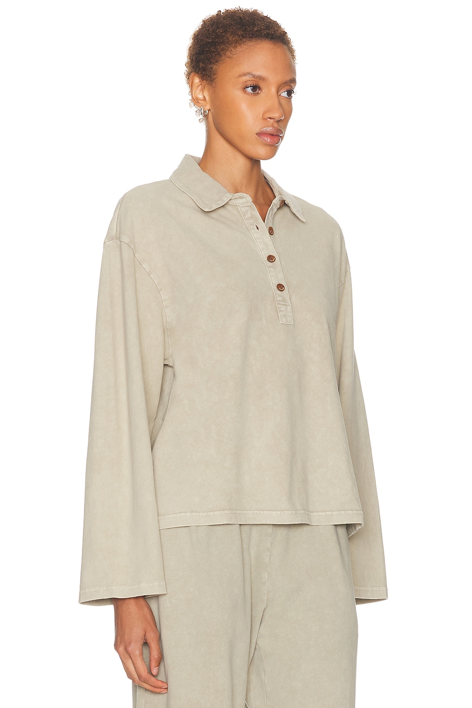 THE UPSIDE Soho Rhea Polo Top in Khaki | FWRD