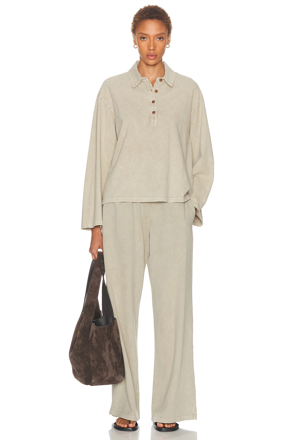 THE UPSIDE Soho Rhea Polo Top in Khaki | FWRD
