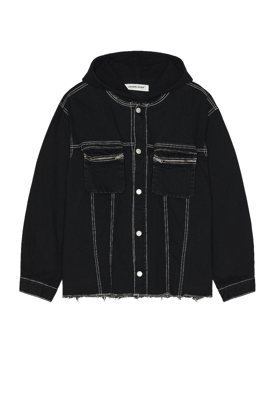 Undercover Hooded Denim Jacket in Black | FWRD