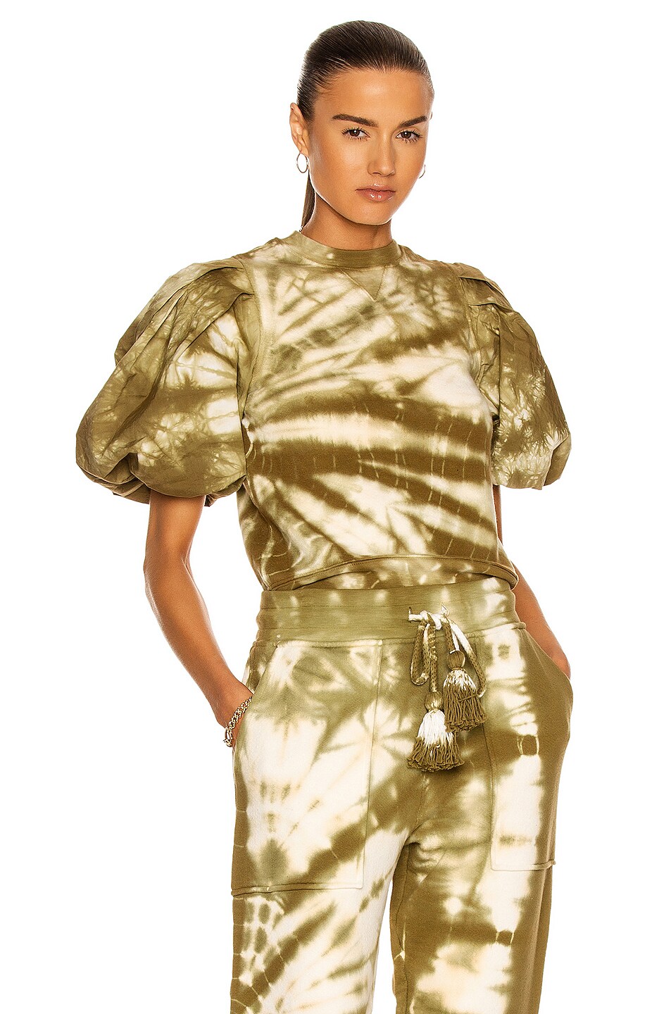 Ulla Johnson Elliot Pullover Sweatshirt in Olive Tie Dye | FWRD