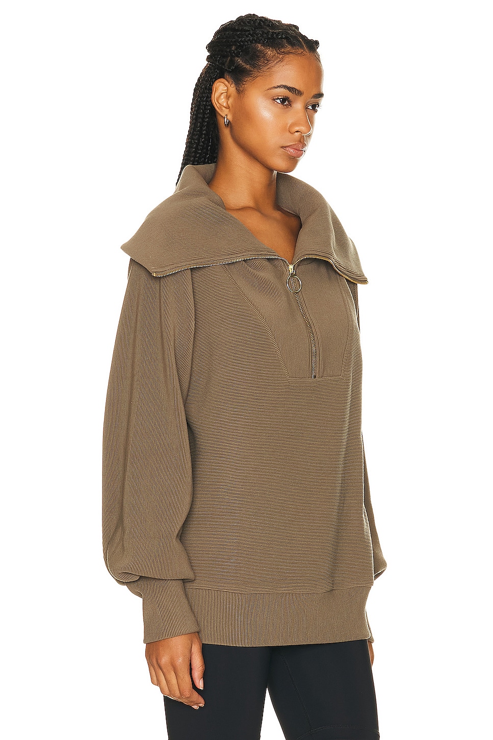 Varley Vine Half Zip Sweater in Stone Olive | FWRD