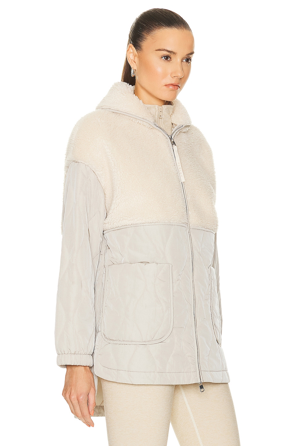 Varley Derry Quilt Sherpa Jacket in Dove & Sandshell | FWRD