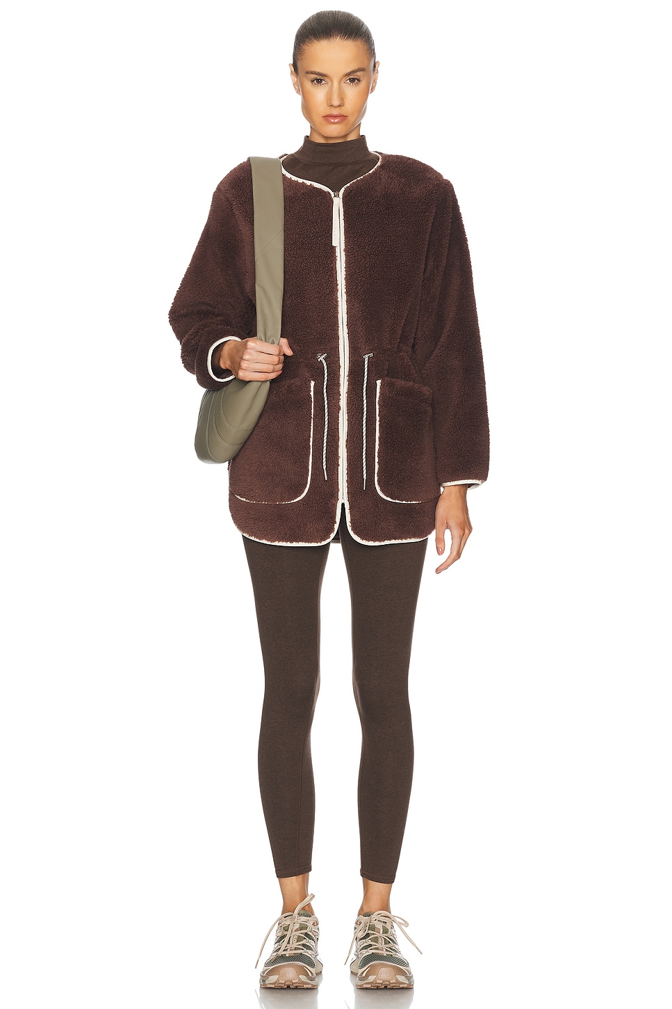 Varley Angelina Sherpa Coat in French Roast | FWRD