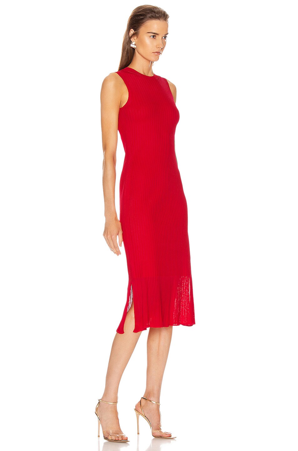 Victoria Beckham Sleeveless Fitted Dress in Bright Red | FWRD