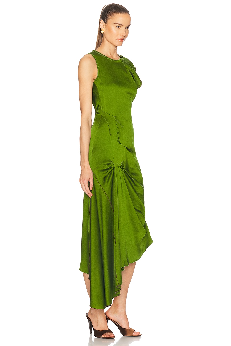 Victoria Beckham Draped Midi Dress in Algae | FWRD