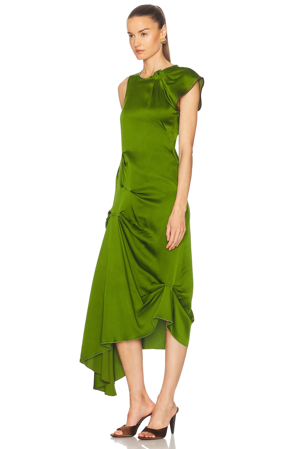 Victoria Beckham Draped Midi Dress in Algae | FWRD