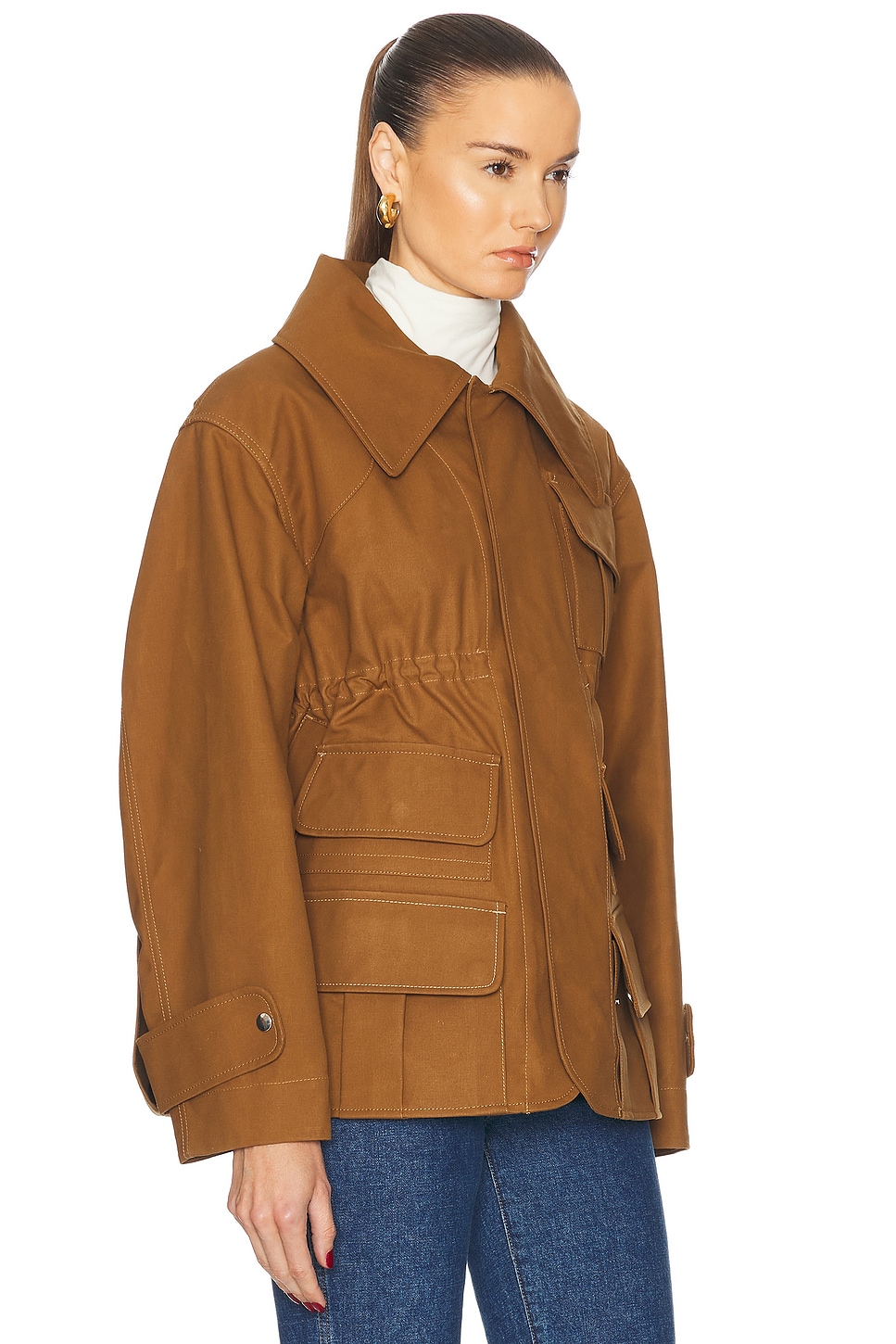 Victoria Beckham Patch Pocket Utility Jacket in Toffee | FWRD
