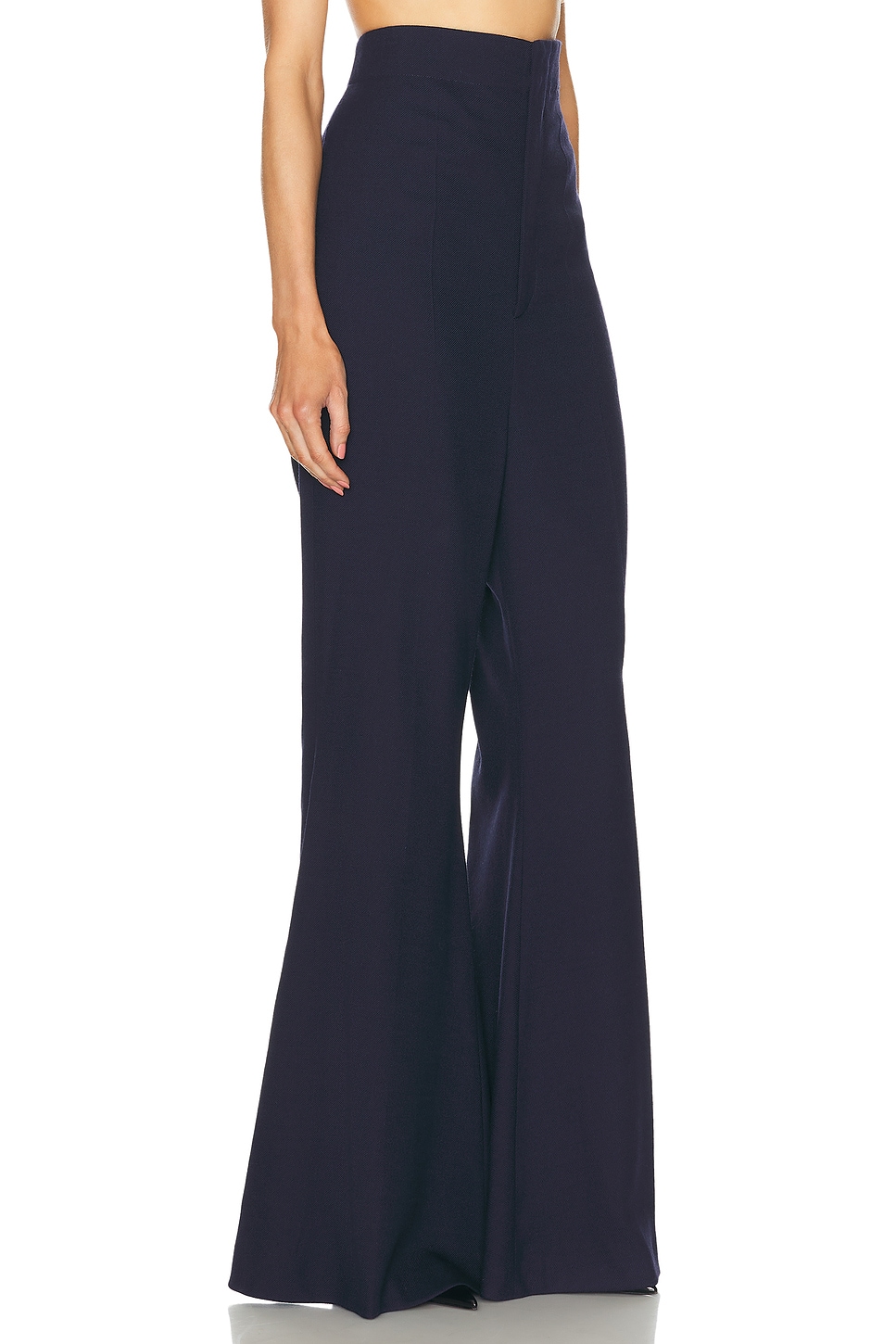Victoria Beckham Wide Leg Kick Trouser in Ink Blue | FWRD