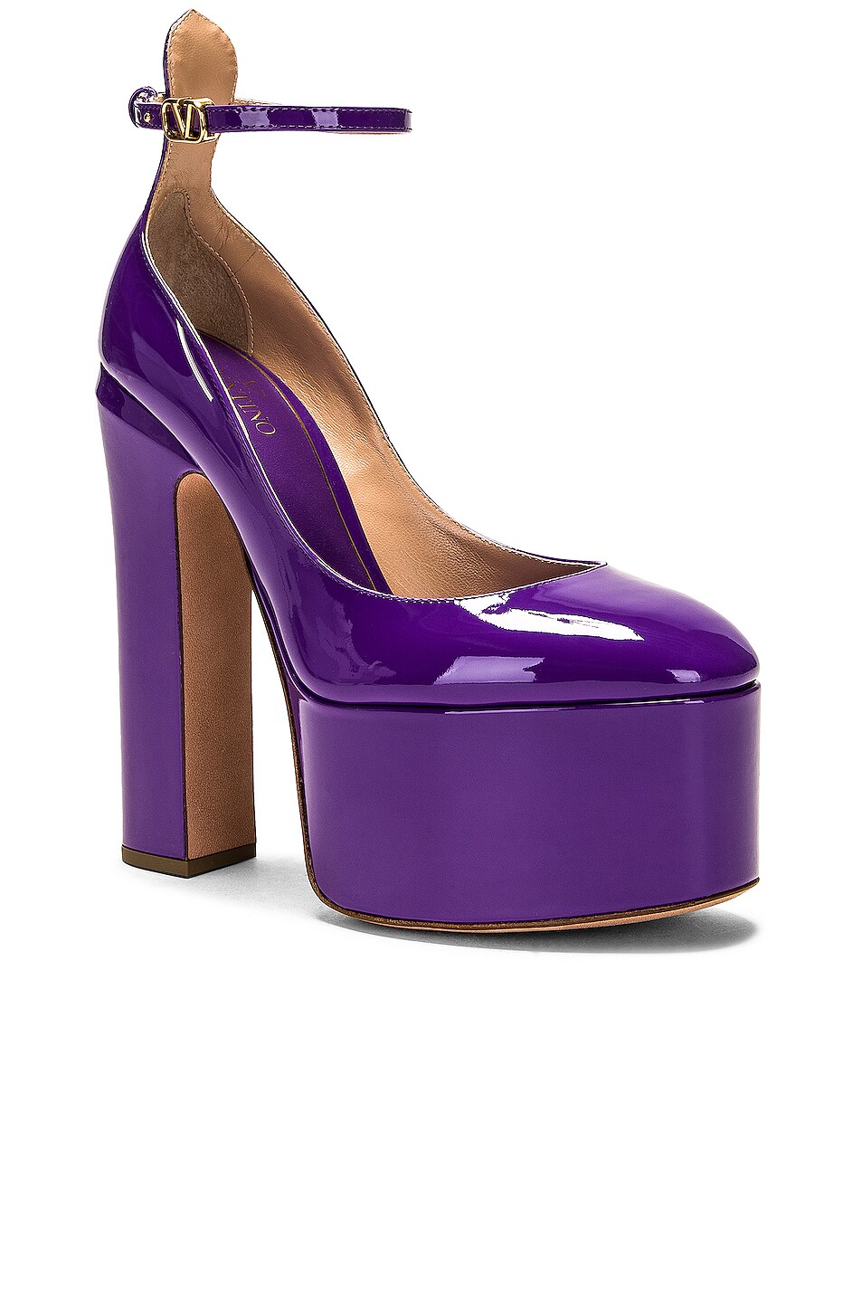 Valentino Garavani Ankle Strap Platform Heels in Electric Violet | FWRD