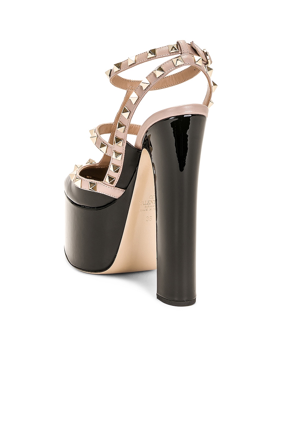 Valentino Garavani Rockstud Platform Heels in Nero & Poudre | FWRD