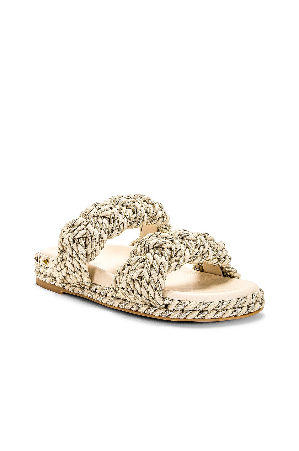 Valentino Garavani Espadrille Slide Sandal in Light Ivory | FWRD